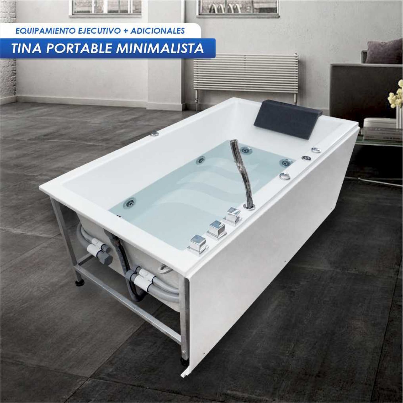Tina Hidromasaje Rectangular - MINIMALISTA VI 1.70*0.80 - Cuba & Spa